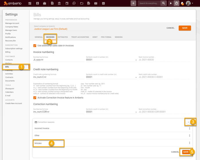How to add, edit or remove Correction reasons?